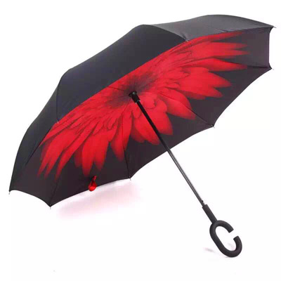Red Flower Reversible Umbrella ⋆ InsideOut Umbrellas